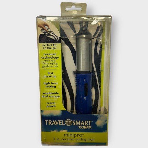 Conair Mini 1-Inch Ceramic Travel Curling Iron by Travel Smart, Blue ...