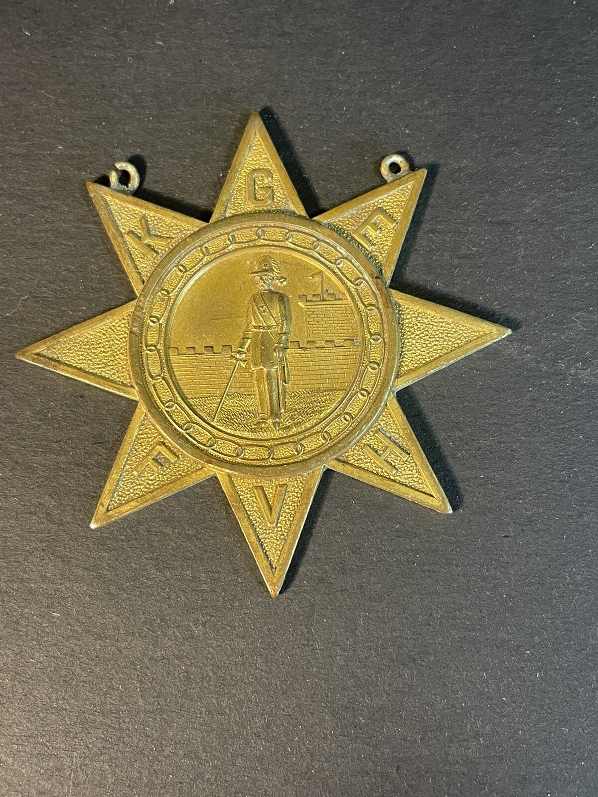 Part Of A 1891 Mason Soldiers Logo KGE FVH Pin Masonic Missing Top Pin ...