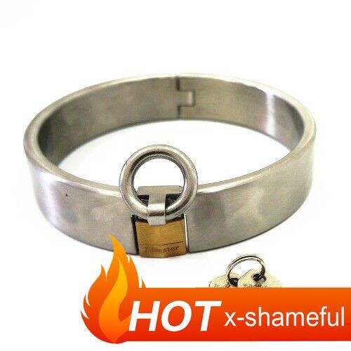 Stainless Steel Lockable Slave NeckCollar Choker O Ring Bondage Lock ...