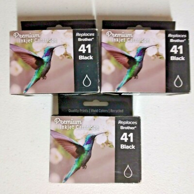 3 Premium Inkjet Cartridges Replaces Brother 41 Black Exp 08/2021 B ...