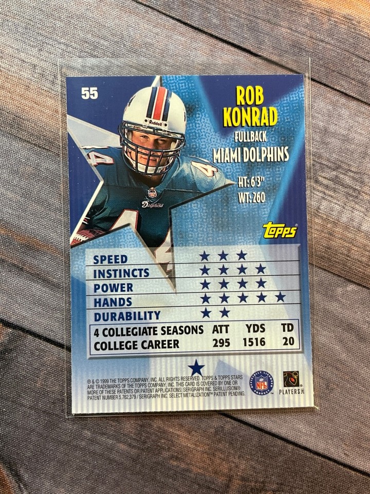 1999 Topps Stars Rob Konrad RC One Star #55 Miami Dolphins | eBay