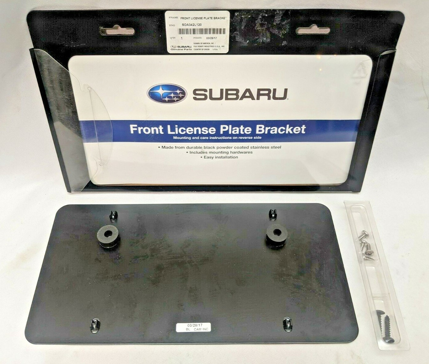 Front License Plate Bracket SUBARU OEM SOA342L120 Stainless Steel BLACK ...