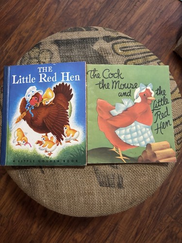 1942 The Little Red Hen Golden Book + Extra Book, The Cock, The Mouse ...