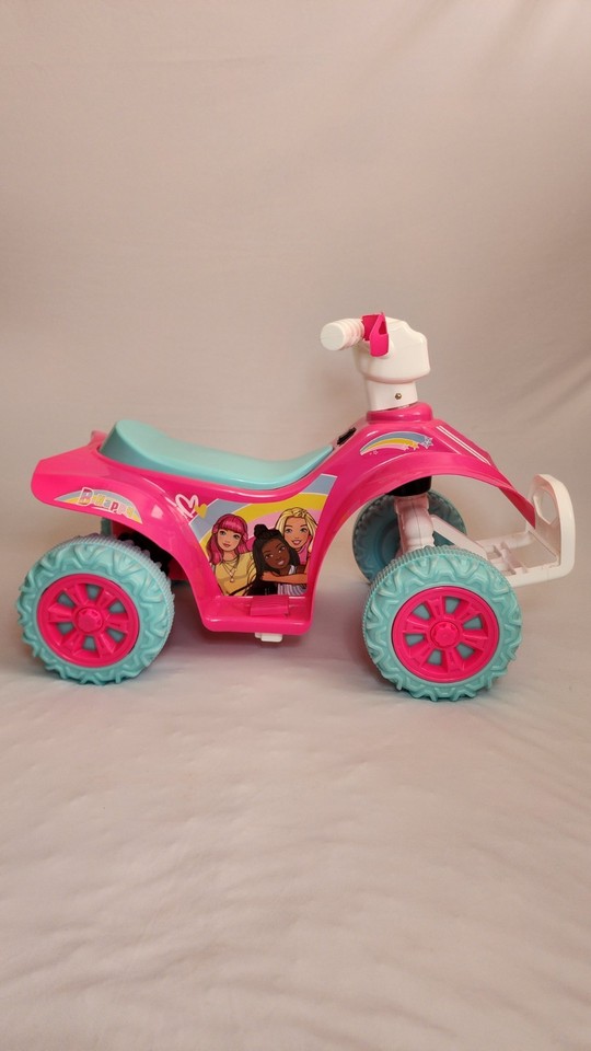 Barbie 6V ATV Ride On Toy by Mattel is a pink vehicle designed for kids ...