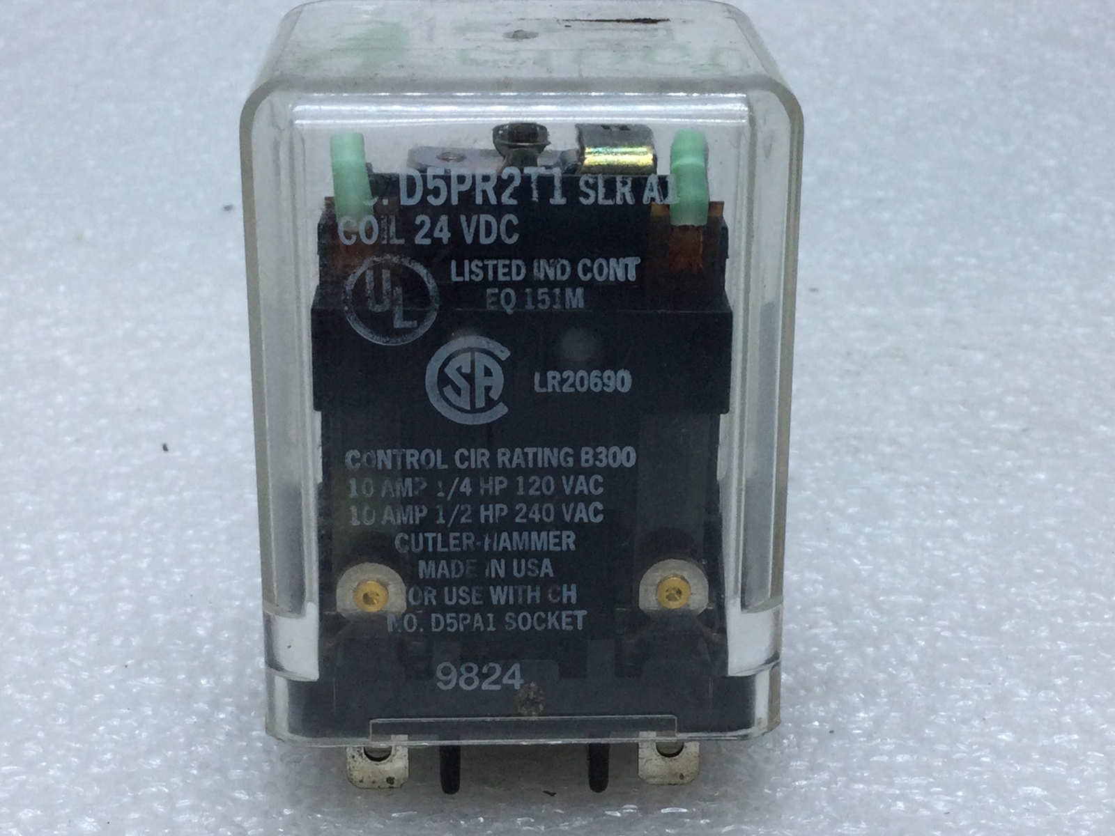 Cutler-Hammer D5PR2T1 DPDT Plug in Relay 24VDC Coil 8-Blades Control ...