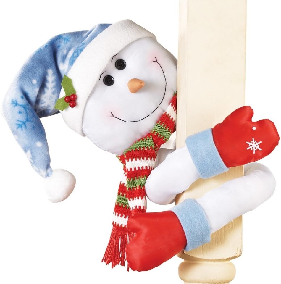 Lovable Snowman with Posable Arms Christmas Post Porch Tree Hugger ...
