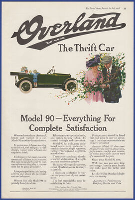 Vintage 1918 OVERLAND Model 90 Light Four Touring Thrift Car Ephemera ...