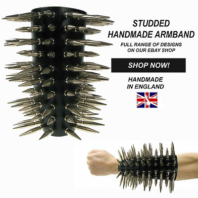 Gothic Handmade In England Spike Studded Adjustable Armband 100% Real ...