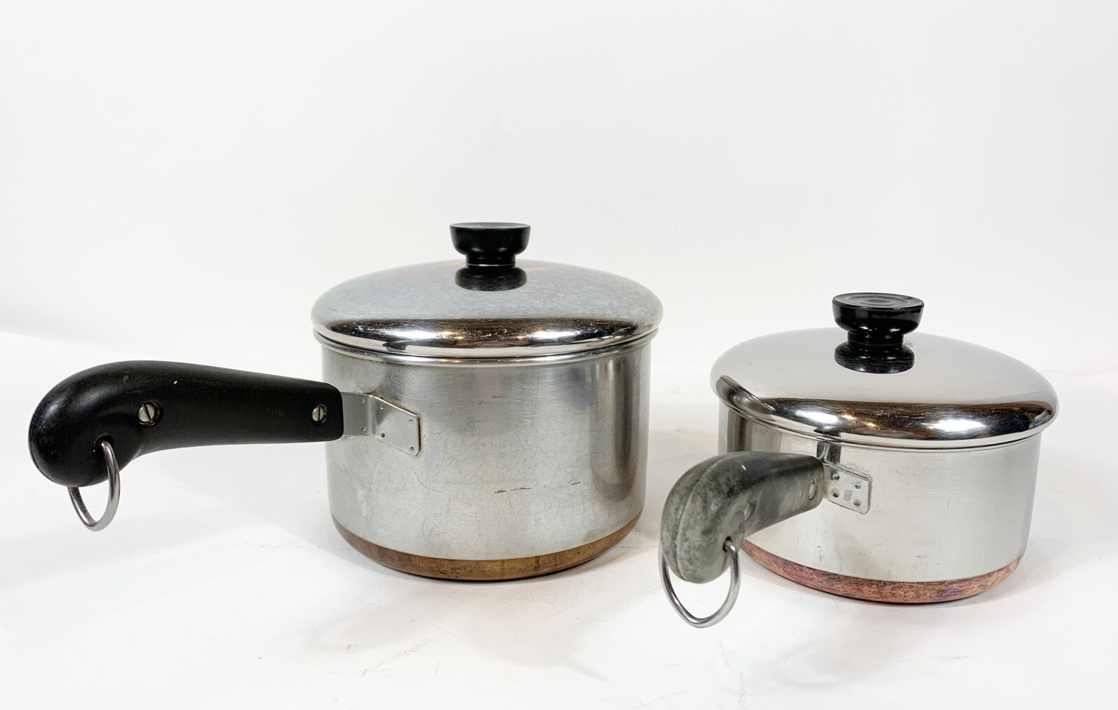 Vintage Lot of 2 Revere Ware Copper Bottom Cookware Pots & Lids 2qt & 3 ...