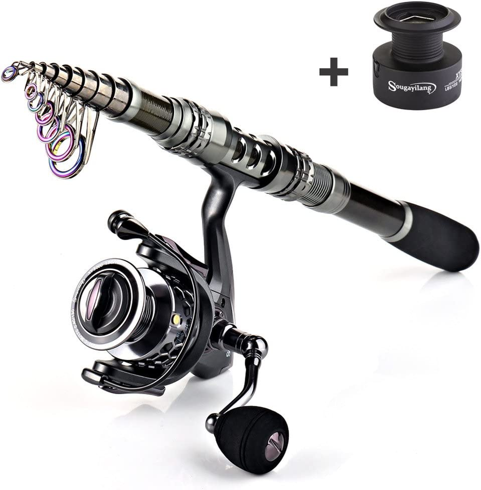 Fishing Rod Combos with Telescopic Fishing Pole Spinning Reels Fishing ...