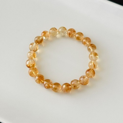 Citrine Stone Bracelet Light Yellow Citrine Crystal Gemstone Stretch ...