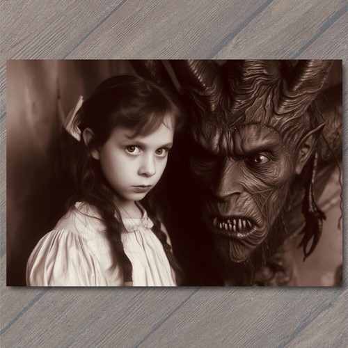 4x6" Girl Scary Monster Weird Creepy Unusual Nightmare Imaginary Friend ...