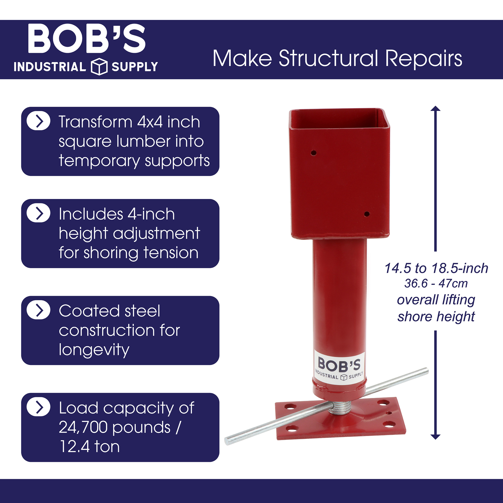 BISupply Adjustable House Jacks for Lifting 4x4 Shore Beam 1pk - Temp ...