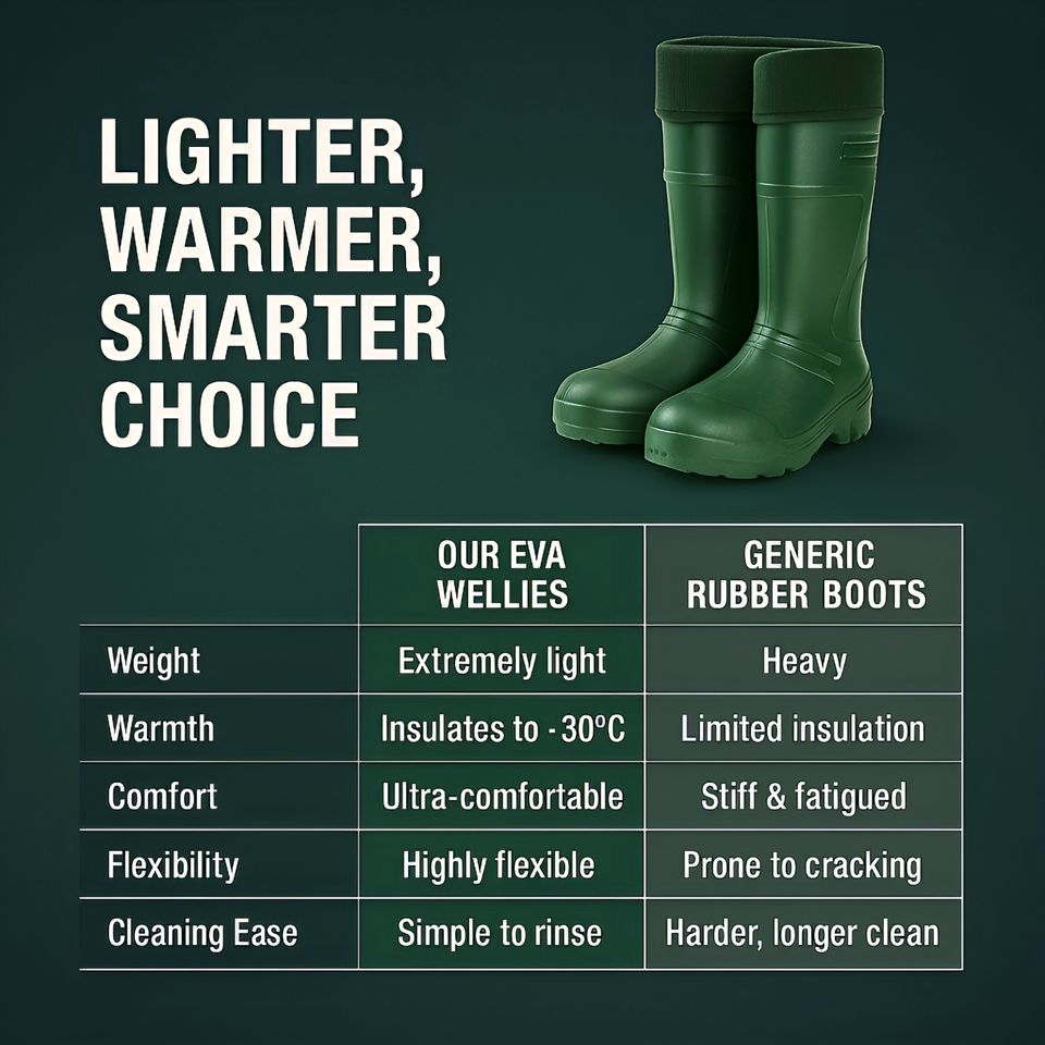 Lightweight EVA Thermal Boots -35°C | Hunting & Outdoor Wellies Green 7 ...