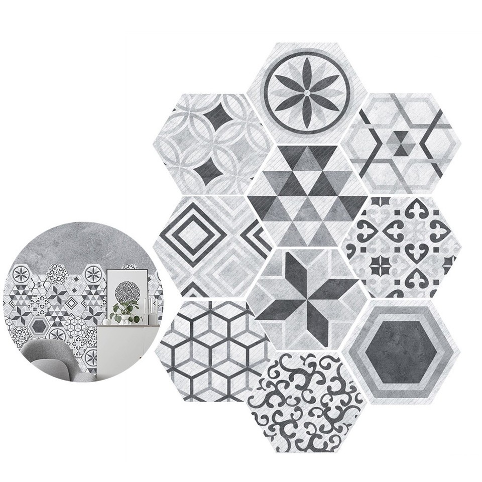 10 Pcs Self Adhesive Waterproof Hexagonal Floor Stickers Anti Slip ...