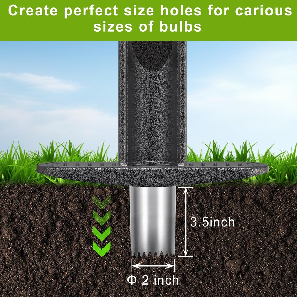Bulb Planter Tool Long Handle with Stainless Steel Sharp Serrations ...