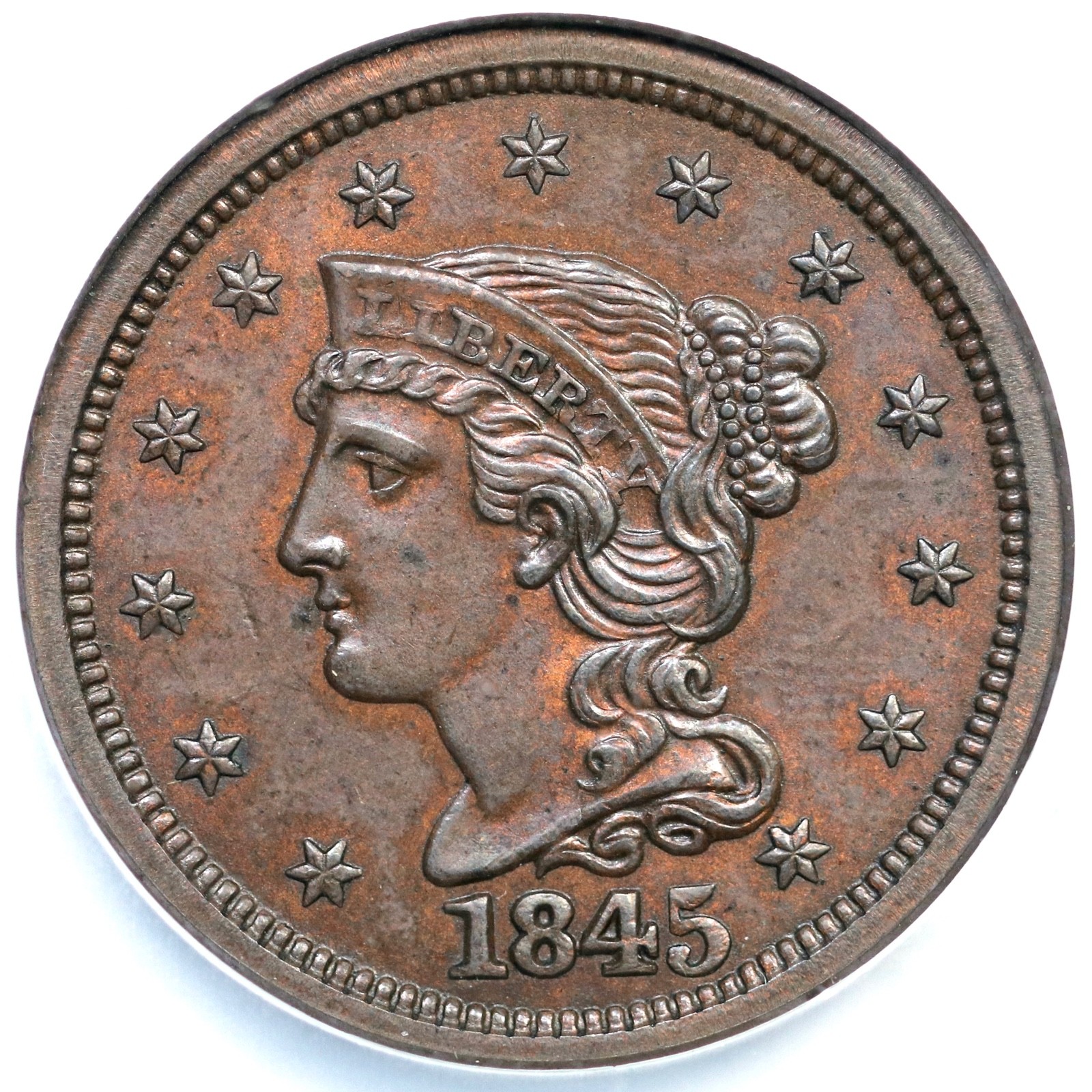 1845 N-1 R4 NCS UNC Details Braided Hair Large Cent Coin 1c | eBay