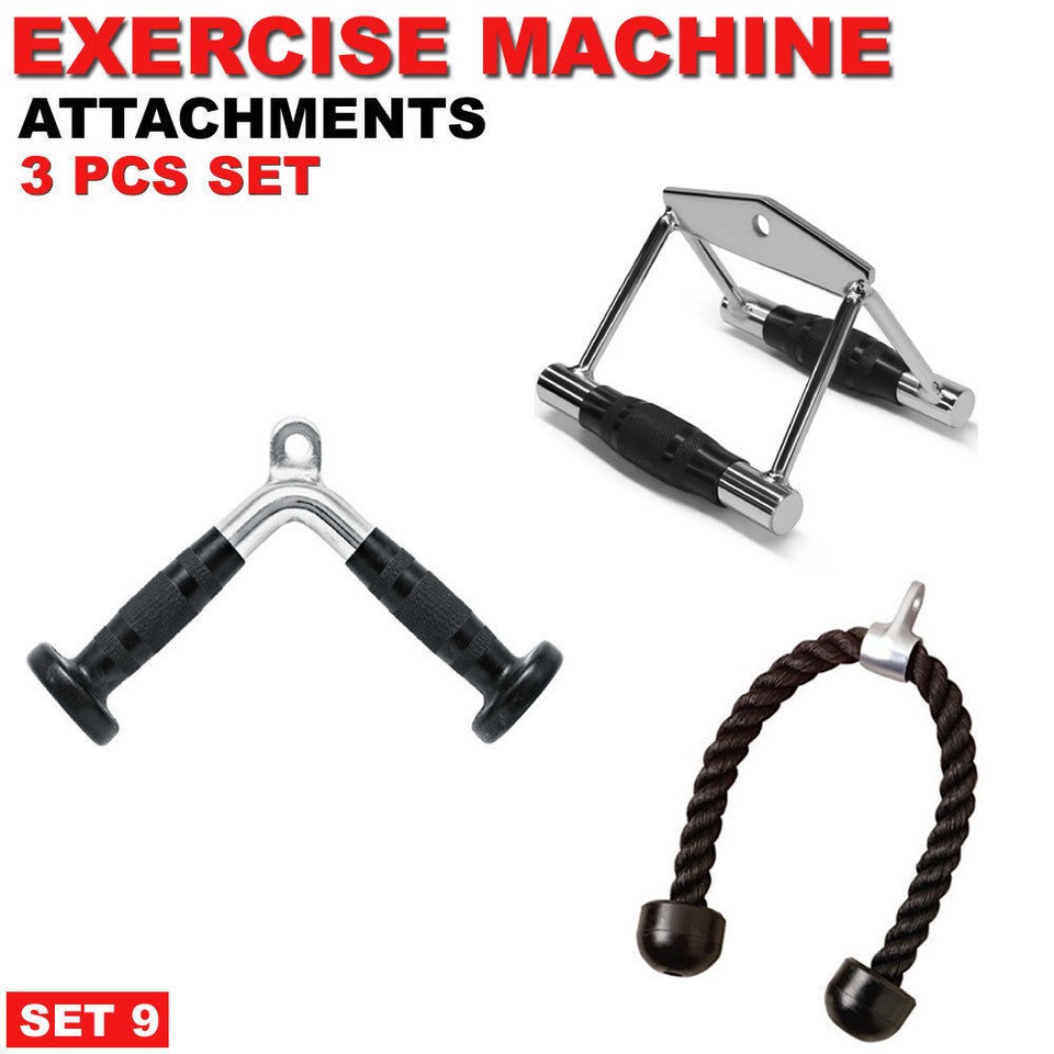 Home Gym Cable Attachment Handle Machine Strength Exercise Chrome ...
