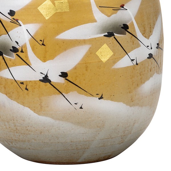 Kutani yaki ware Ceramic Japanese Flower pot Vase Gold foil Crane ...