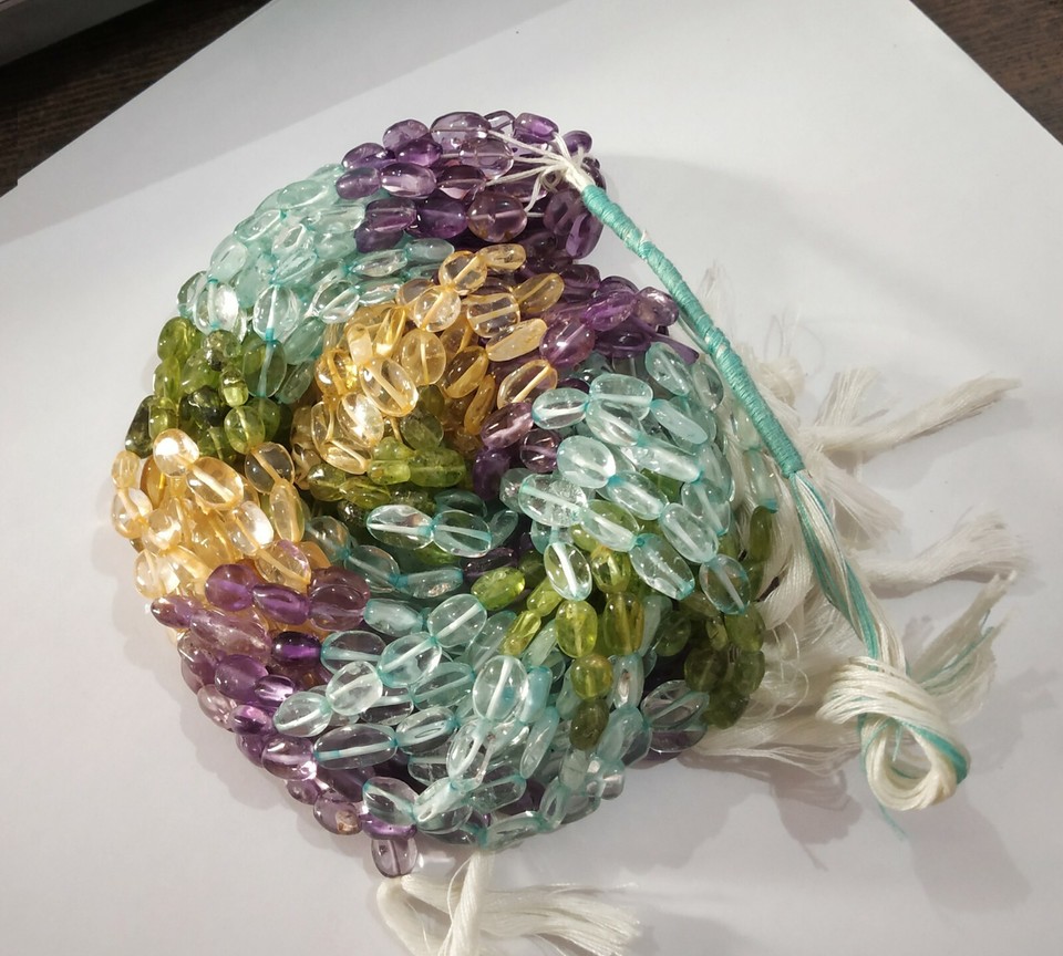 Wow Beautiful Multi Gemstone 5x8, 6x9 mm Oval Loose Gemstone Beads 13 ...