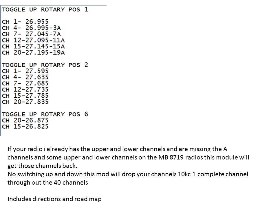CB radio ch mod kit MB8719 missed A channel and missed upper and lower ...