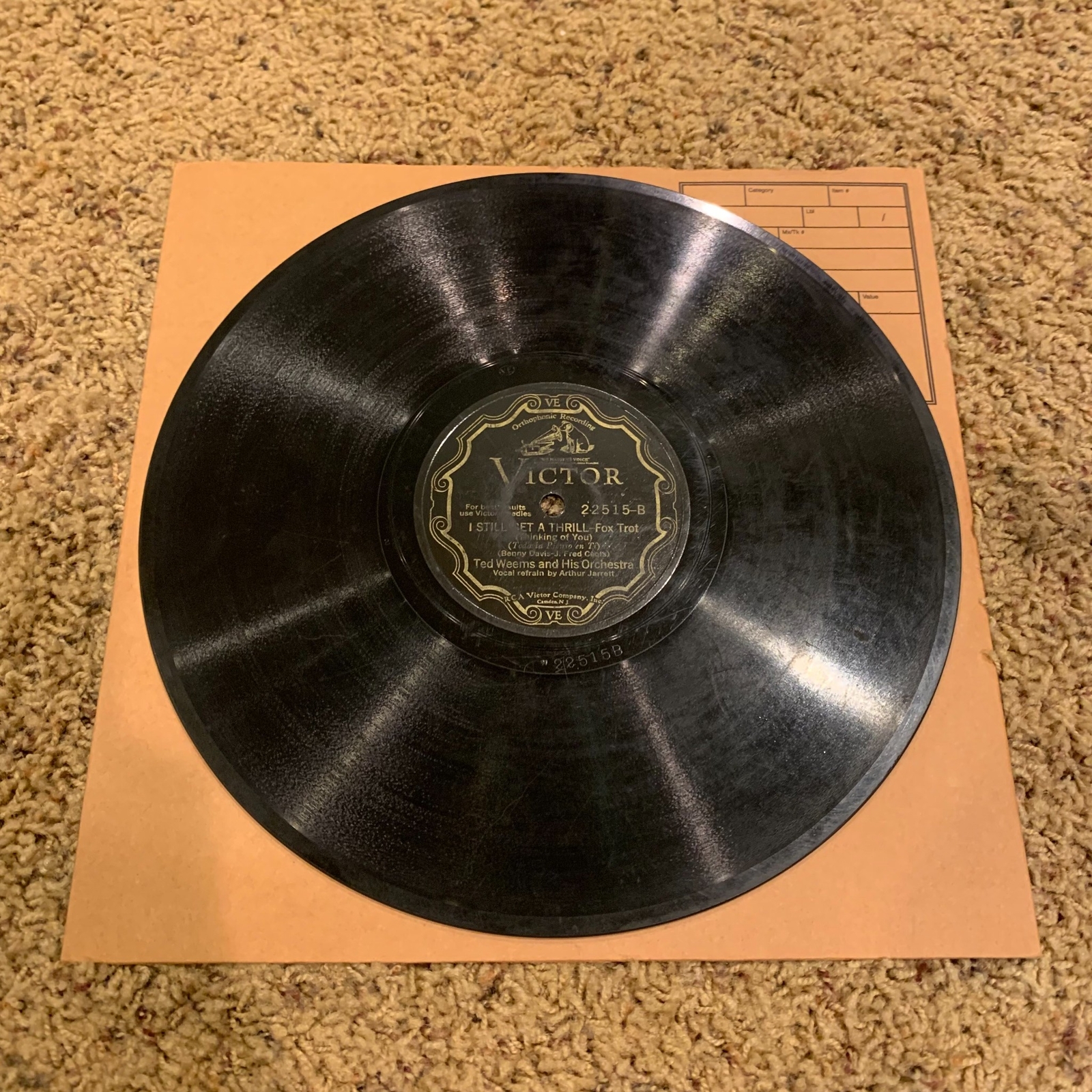 78 RPM Record Ted Weems Sing Jazz Hot Dance Band Victor Rare Shellac ...