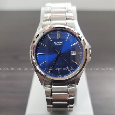 Casio Analog Silver Blue Metal Band Men Watch Original New MTP-1183A-2A ...