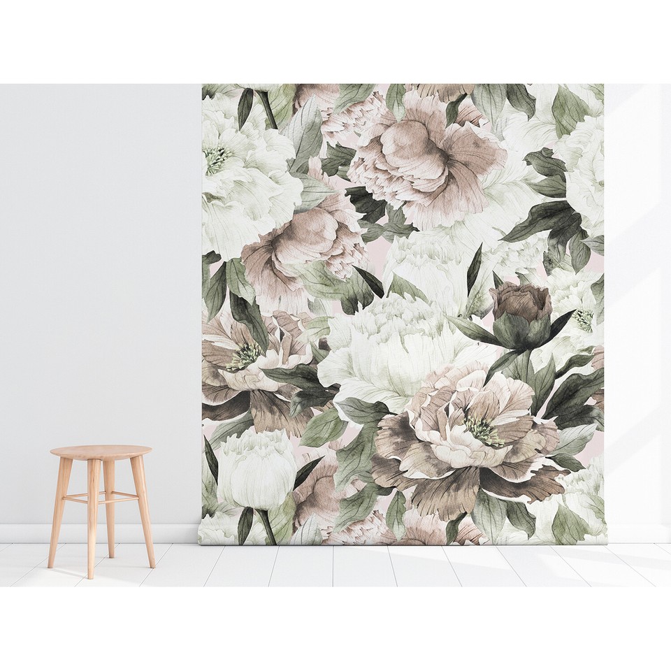 Wall Mural Sticker Vintage Bouquet Of Roses Floral Removable Wallpaper ...