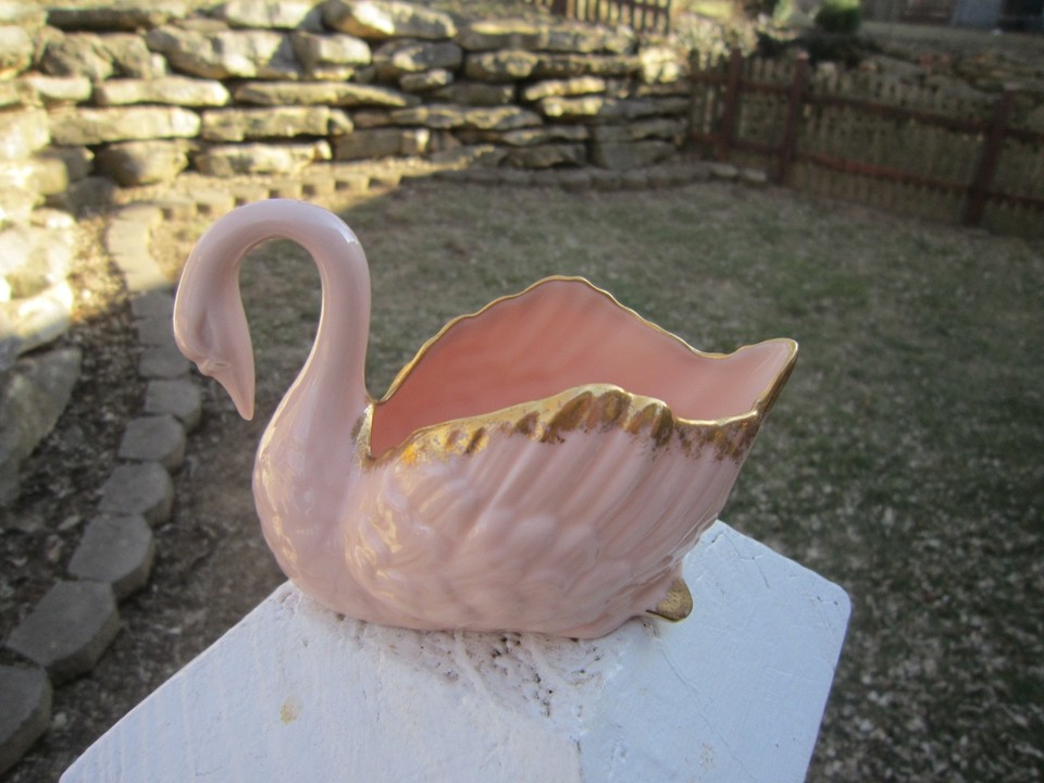 VINTAGE LENOX BONE CHINA PORCELAIN PINK SWAN w/ 24K GOLD TRIM – RARE ...