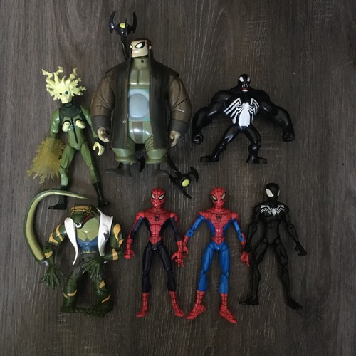 Spectacular Spider-Man Lot Of 7 Figures Articulate, Mcds Venom, Doc Ock ...