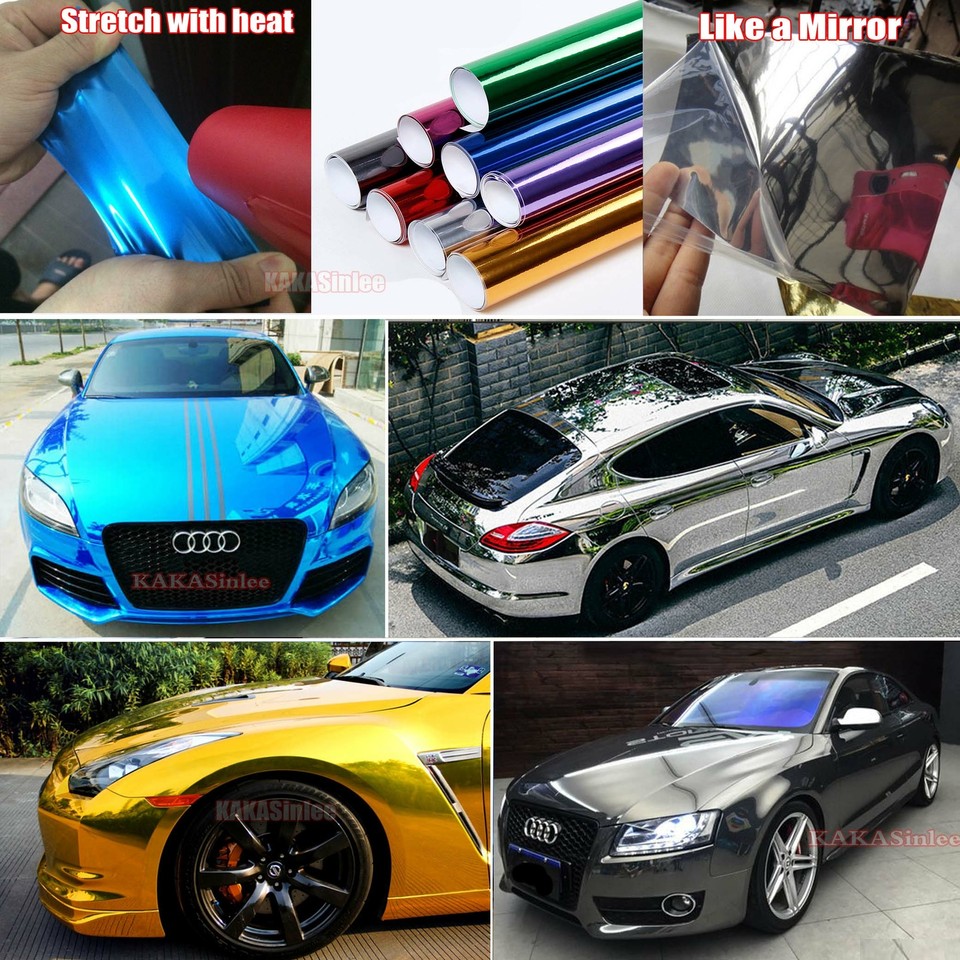 Smooth Car Mirror Chrome Vinyl Wrap Decal Decors Film Sticker Bubbles ...