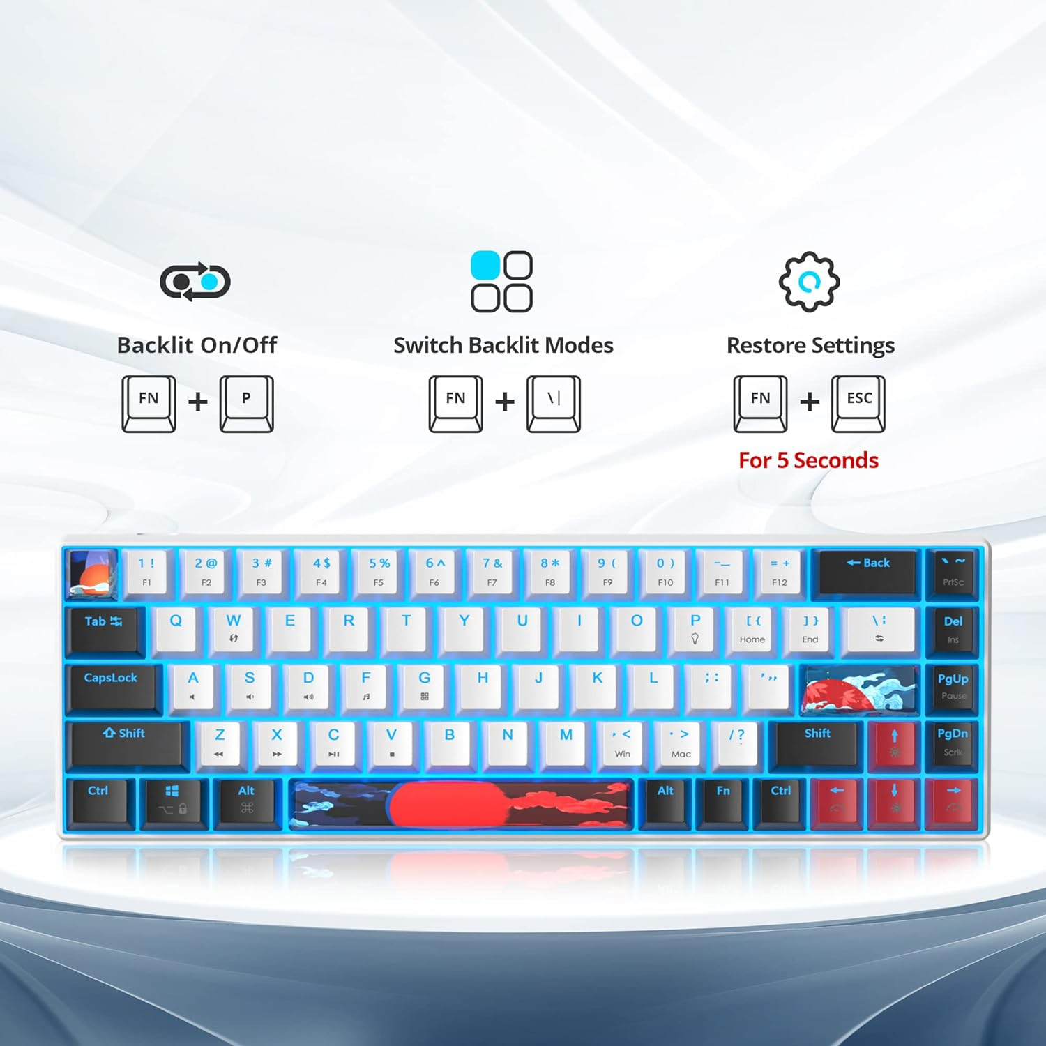 Teclado Mecanico 60 Percent Keyboard Mechanical with Backlit Keycaps ...