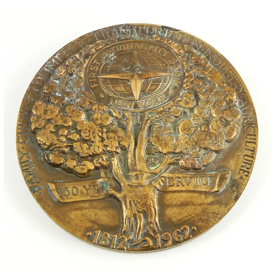 First National City Bank NY Sculptural Solid Bronze 150th Anniversary ...