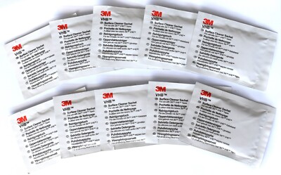 3M VHB Surface Preparation Wipes Solvent Cleaner sachets Pack of 10 ...