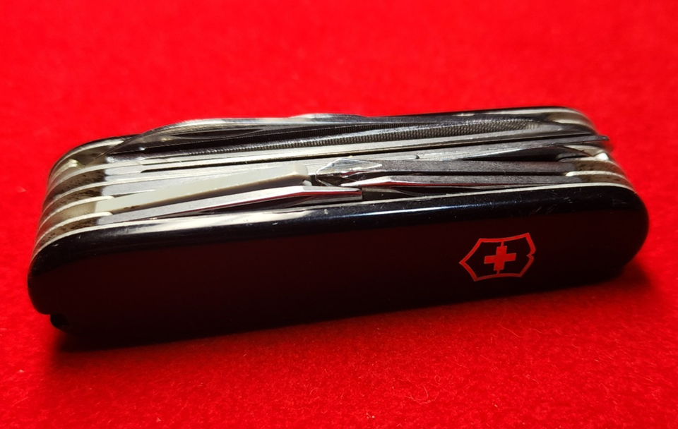 Large multi tool Victorinox Knife w/Leather Sheath & knife sharpener | eBay