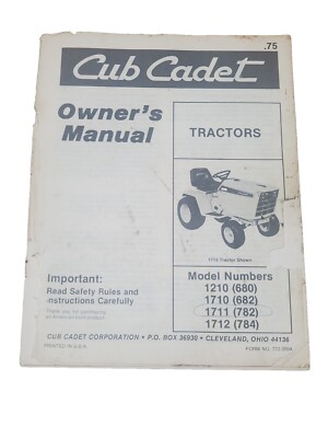 ORIGINAL Paper Cub Cadet Owners Manual Model No 1210 1710 1711 1712 OEM ...