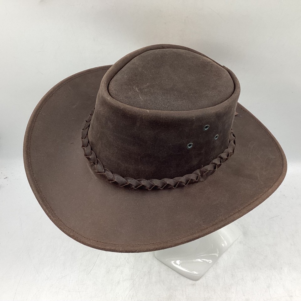 Malubel Australian Genuine Leather Brown Cowboy Hat [Size M] NEW (F1 ...