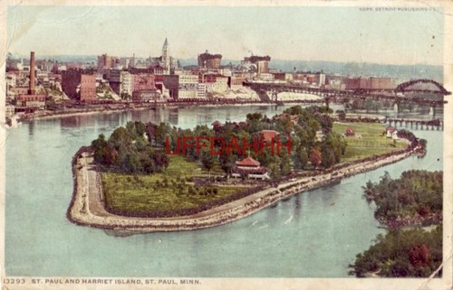 ST. PAUL, MN AND HARRIET ISLAND glitter card "Phostint" Detroit Publ ...