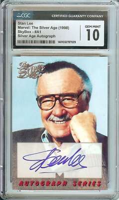 Stan Lee Autograph Card CGC 10 Marvel The Silver Age Skybox Signed 1998 ...