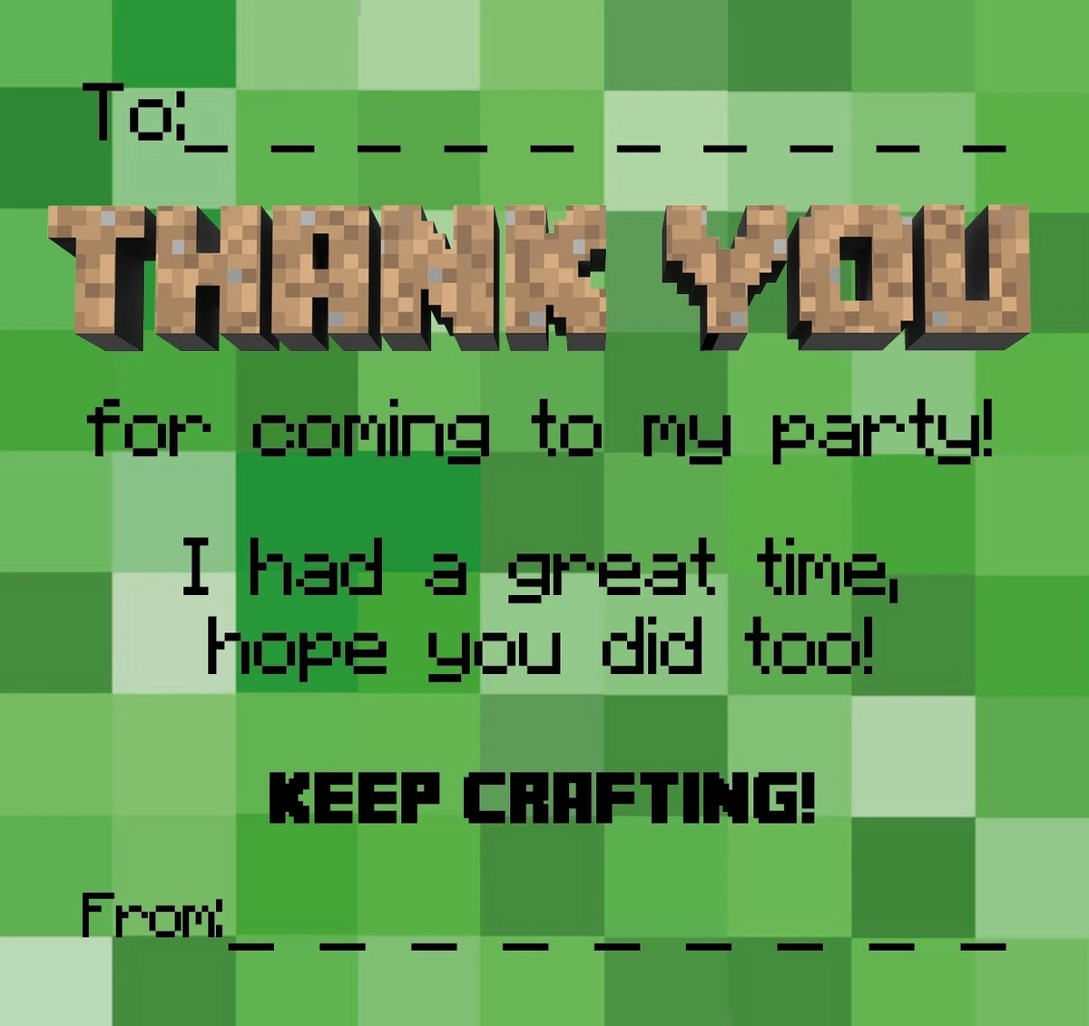 Thank You Letters In Minecraft