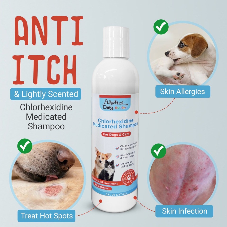 ALPHA DOG SERIES Chlorhexidine & Ketoconazole Shampoo with Aloe for ...