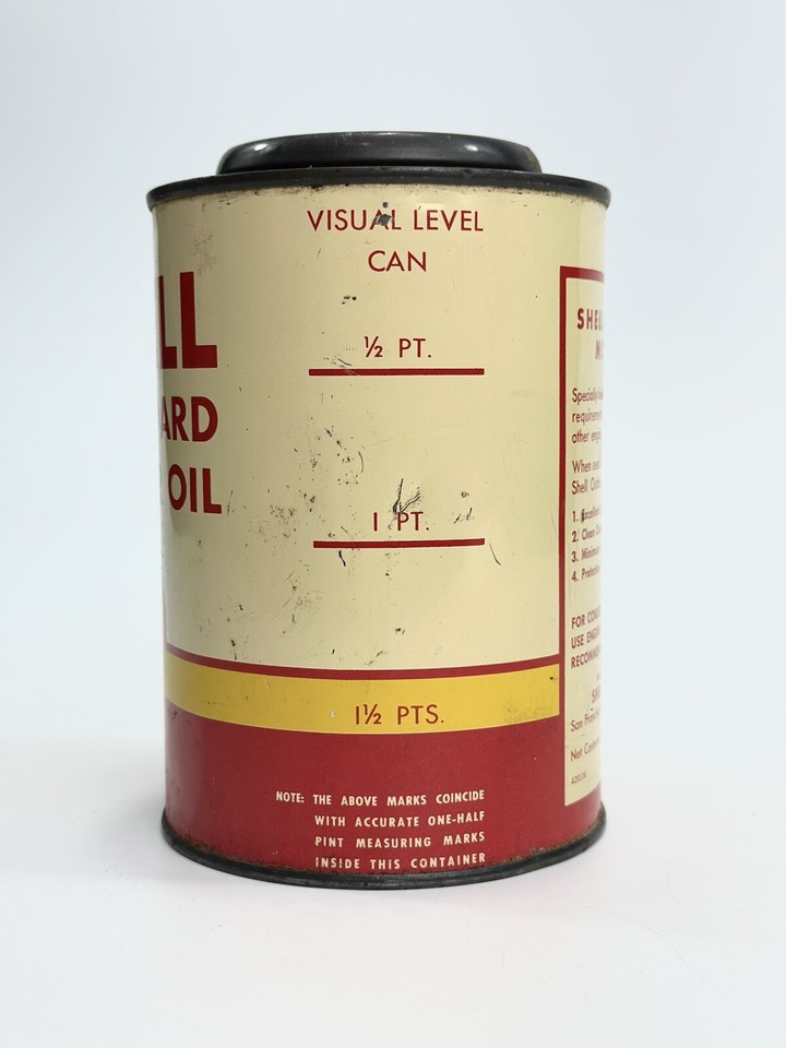 RARE - HARD TO FIND~ 1950s era SHELL OUTBOARD MOTOR OIL Old 1 qt. Tin ...