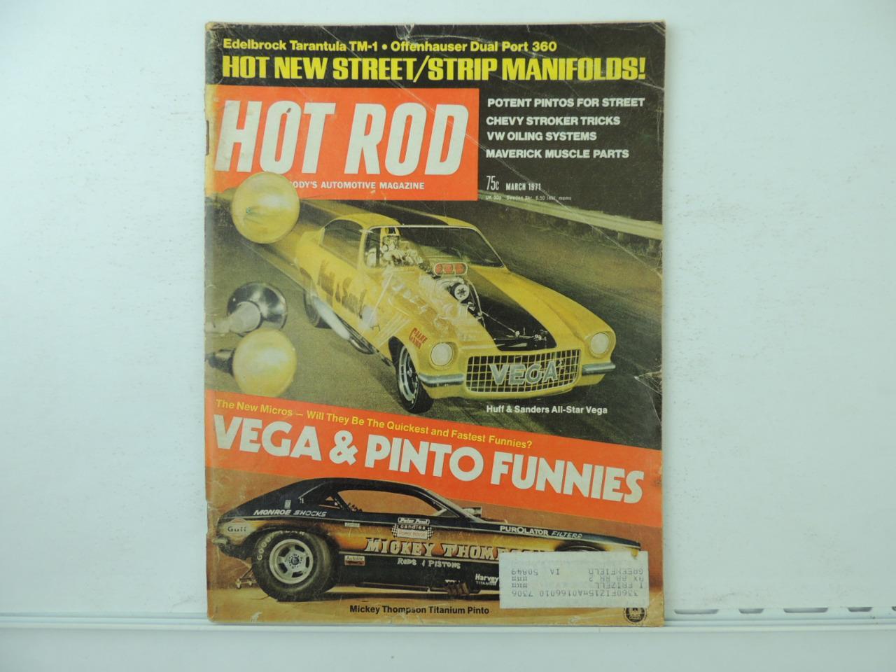 Vintage March 1971 HOT ROD Automotive Magazine VW Chevy Pinto Vega ...