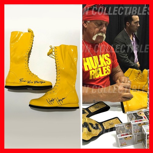 HULK HOGAN Signed Yellow Wrestling Boots WWE Runnin Wild Brother - COA ...