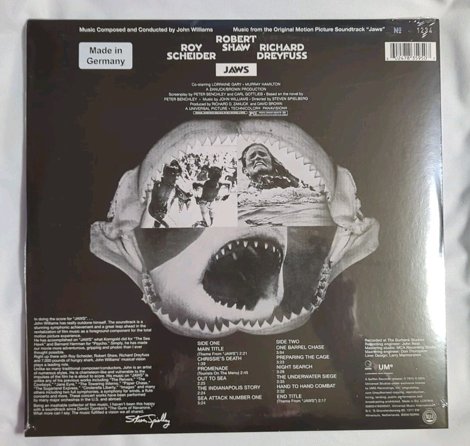 JAWS Soundtrack Shark-Infested Water-Filled Vinyl - Numbered /1975 - IN ...