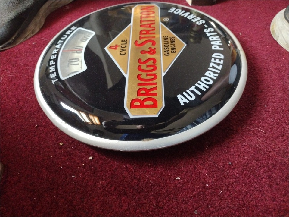 Vtg Briggs & Stratton RARE Glass Face Pancake Thermometer Advertising ...