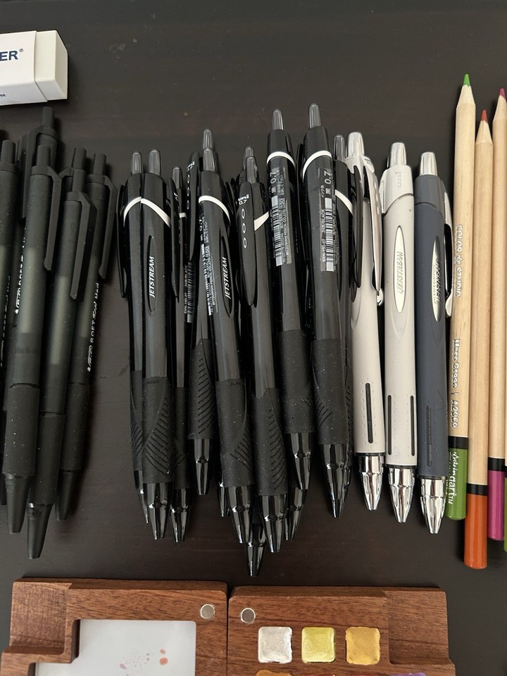 Lot Of Art Supplies Calligraphy Pens Markers Watercolor Charcoal Powder ...