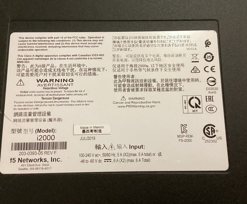 F5 Networks F5-BIG-LTM-I2600/I2800 F5 BIG-IP I2000 Series | eBay