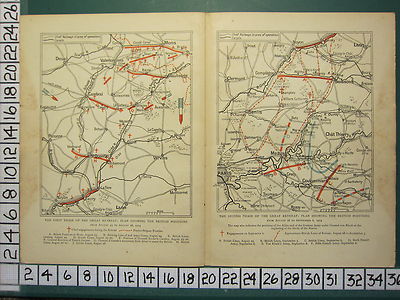 1915 WWI WW1 MAP ~ FIRST & SECOND PHASE GREAT RETREAT BRITISH POSTIONS ...