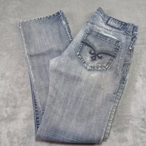 Helix Slim Boot Jeans Mens Sz 32 x 34 Distressed Whiskered Y2K 90s Rock ...